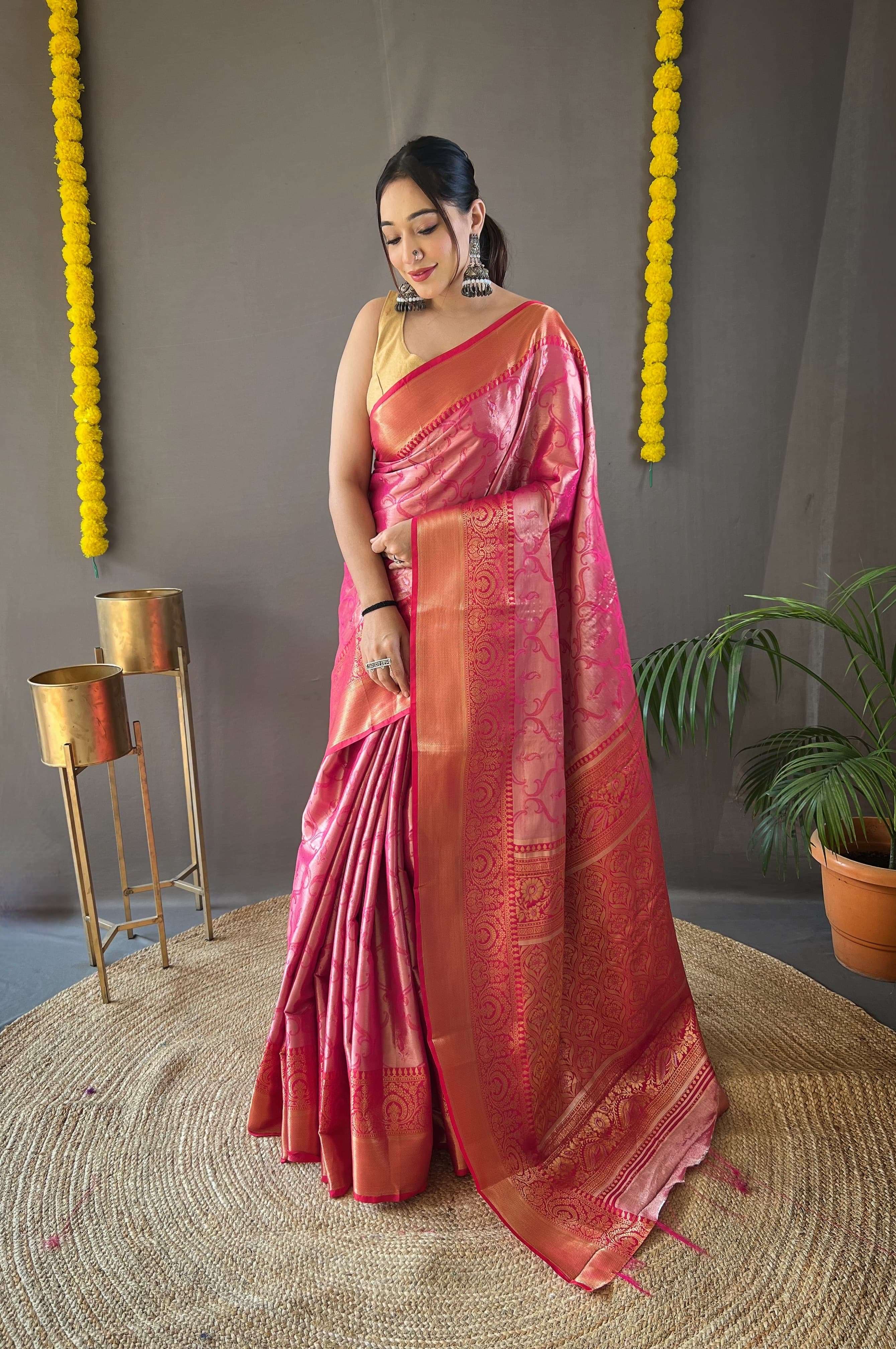 Shri Balaji Emporium Rupali Kanchipuram Silk Sarees with Different Zari ...