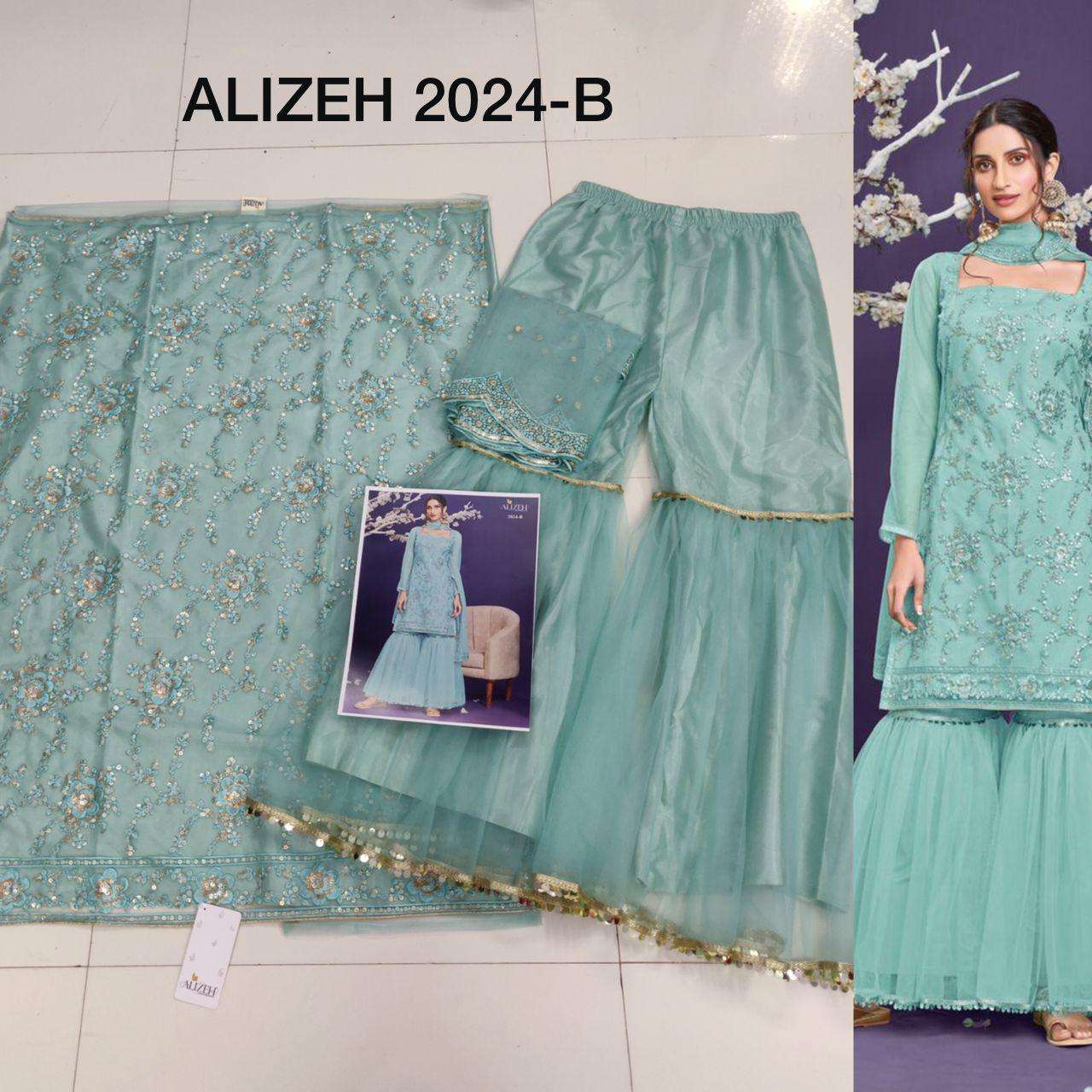 ALIZEH 5963 Alizeh Murad Top Dupatta Sharara Butterfly Net