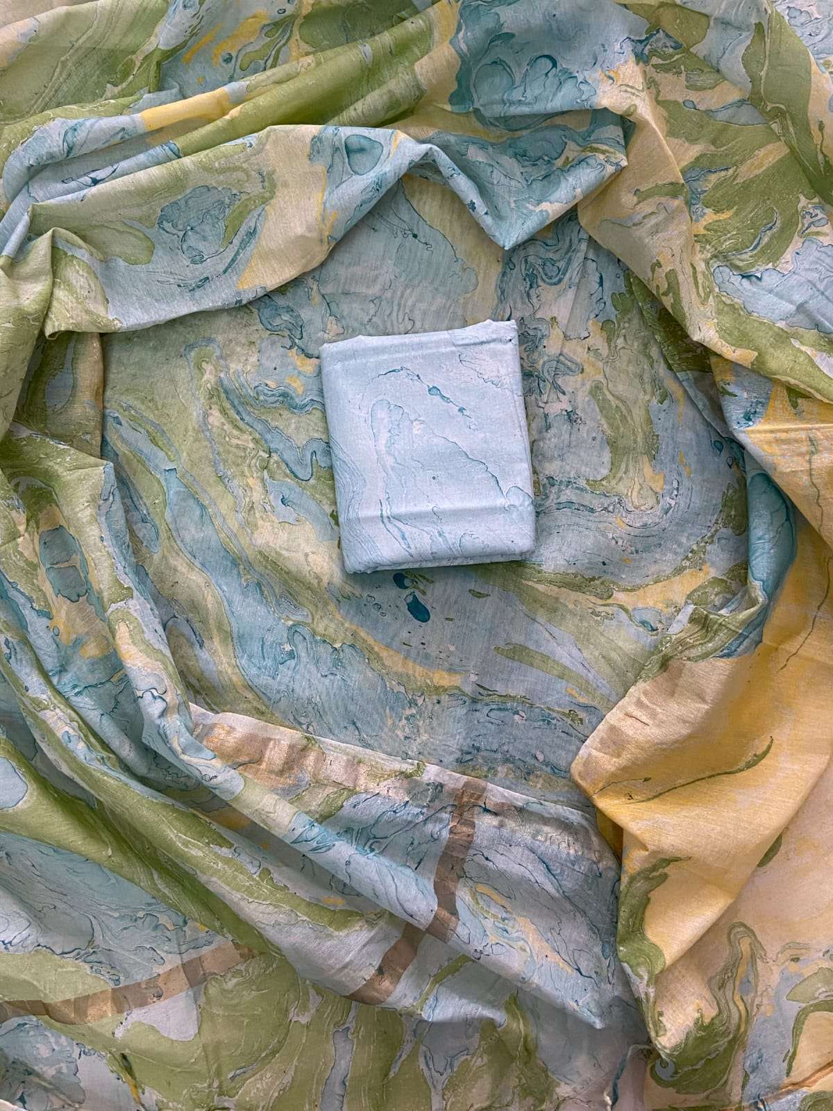Shri Balaji Emporium 5992A Hand Block Printed Chanderi Silk Suit Material