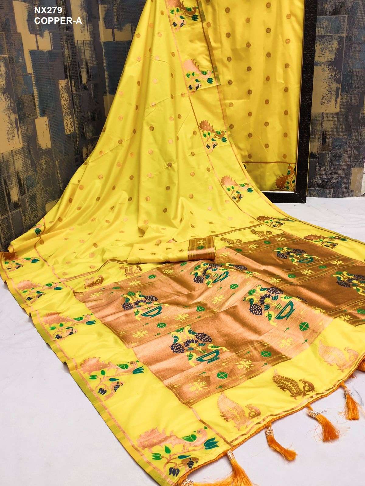 Shri Balaji Emporium Soft Paithani silk saree with Copper zari weaving ...