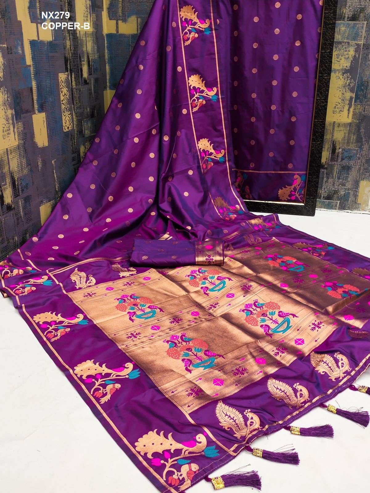 Shri Balaji Emporium Soft Paithani silk saree with Copper zari weaving ...