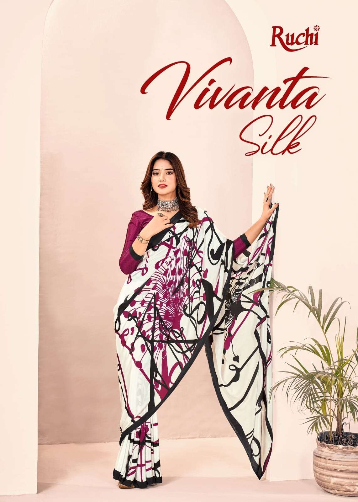 RUCHI 6203 VIVANTA SILK 28TH EDITION Indian Women Printed Silk Crepe Sarees