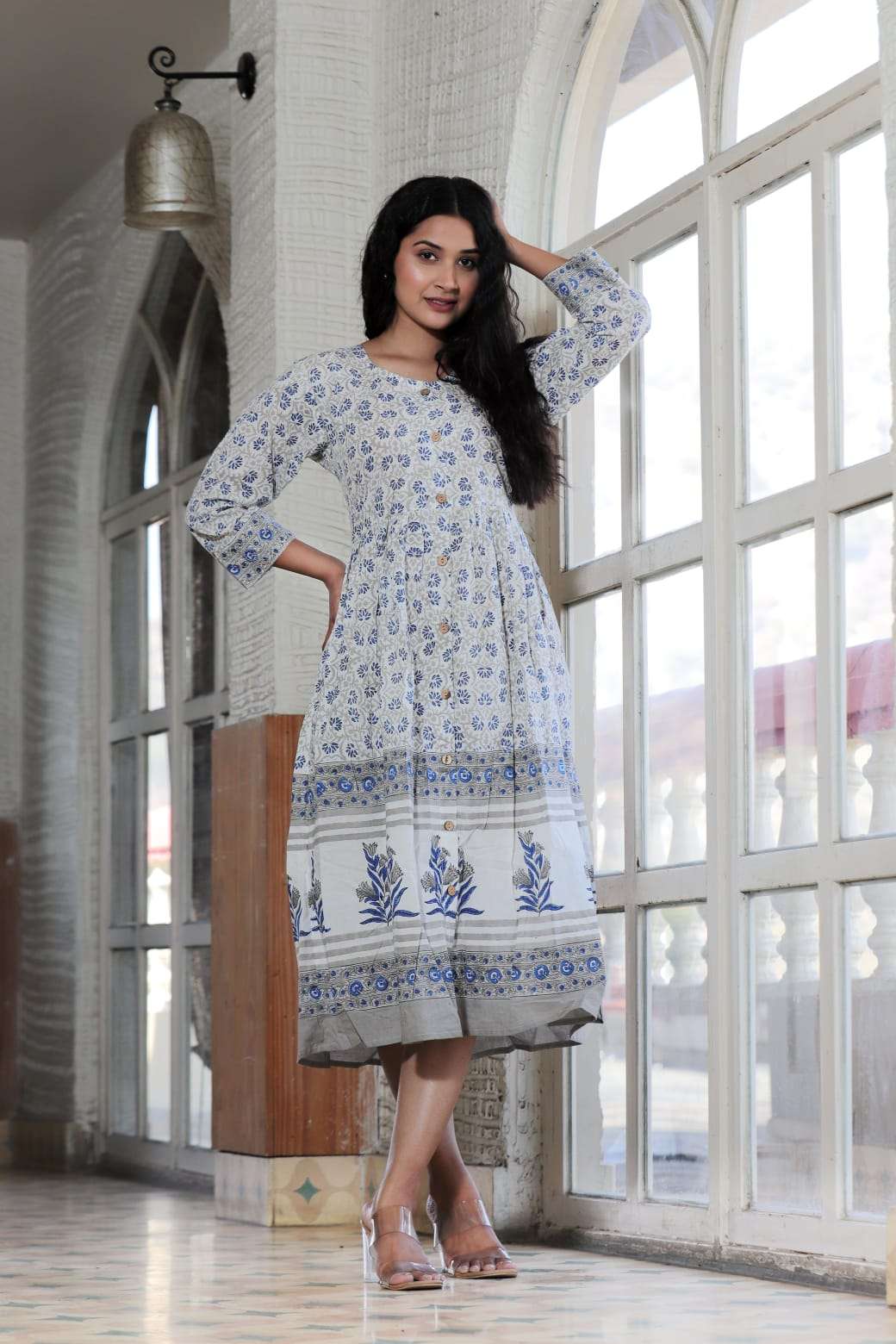Shri Balaji Emporium 6730 Hand Block Printed Cotton One Pice Dress