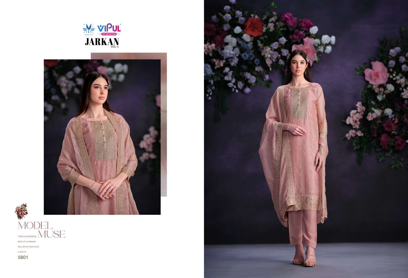 Vipul JARKAN VOL 5 7008 Shimmer Organza Suit With Hand Work ...