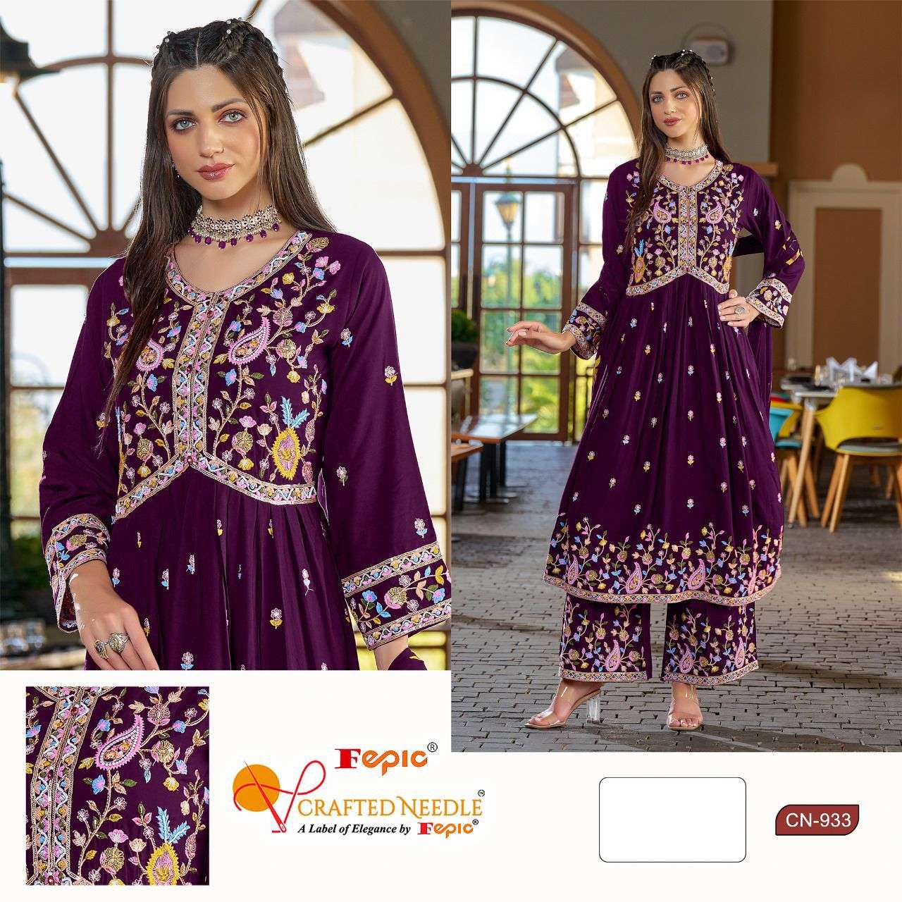 FEPIC CRAFTED NEEDLE 933 READYMADE PAKISTANI SALWAR SUITS