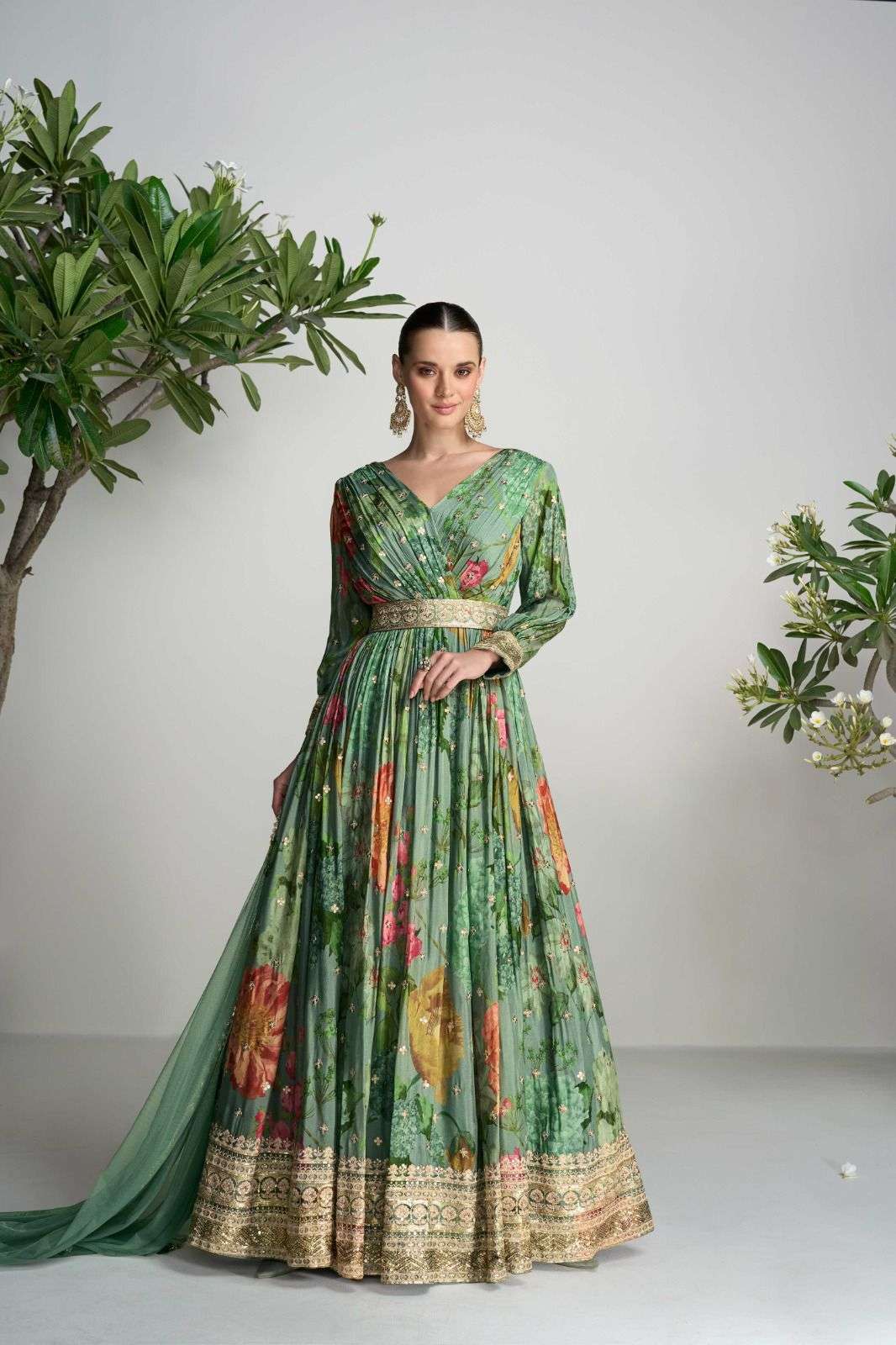 Gulkayra Real Chinon & Natural Creap Digital Print Anarkali Suit with ...