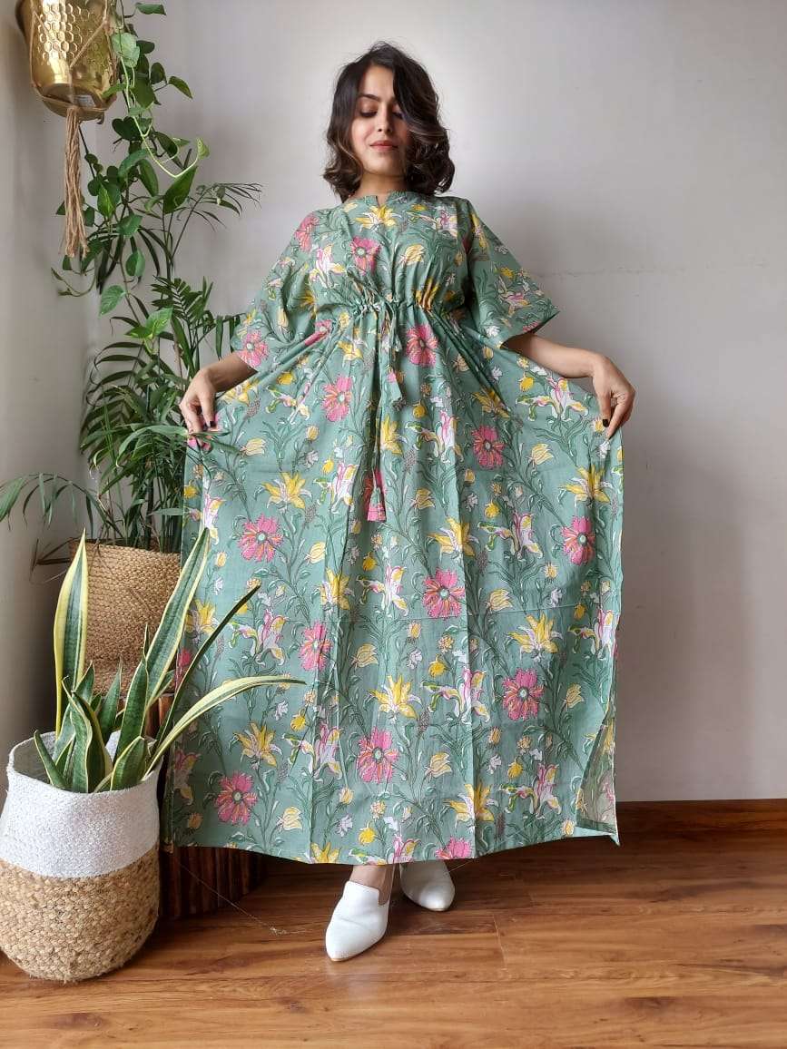 Shri Balaji Emporium 7175A Hand Block Printed 100% Pure Cotton KAFTANS