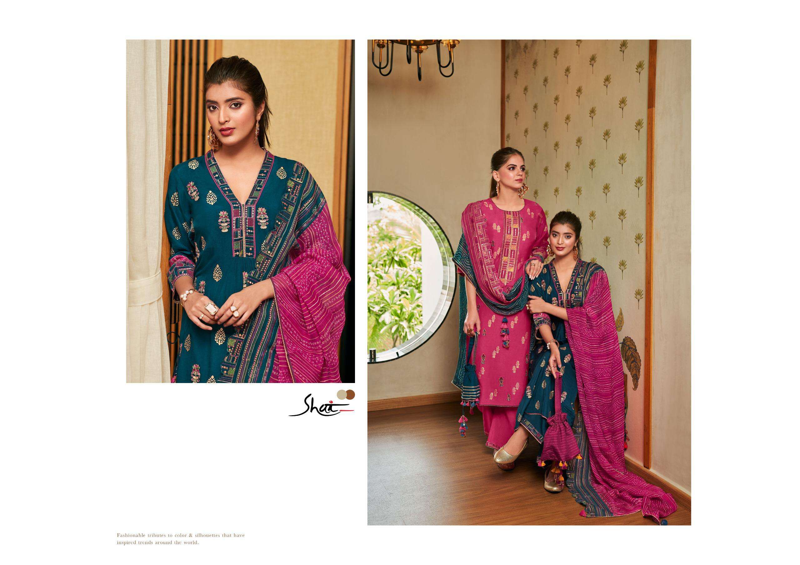 JAY VIJAY KAEYA PURE BEMBERG SILK FANCY PLACEMENT EMBROIDERY SUIT WITH ...