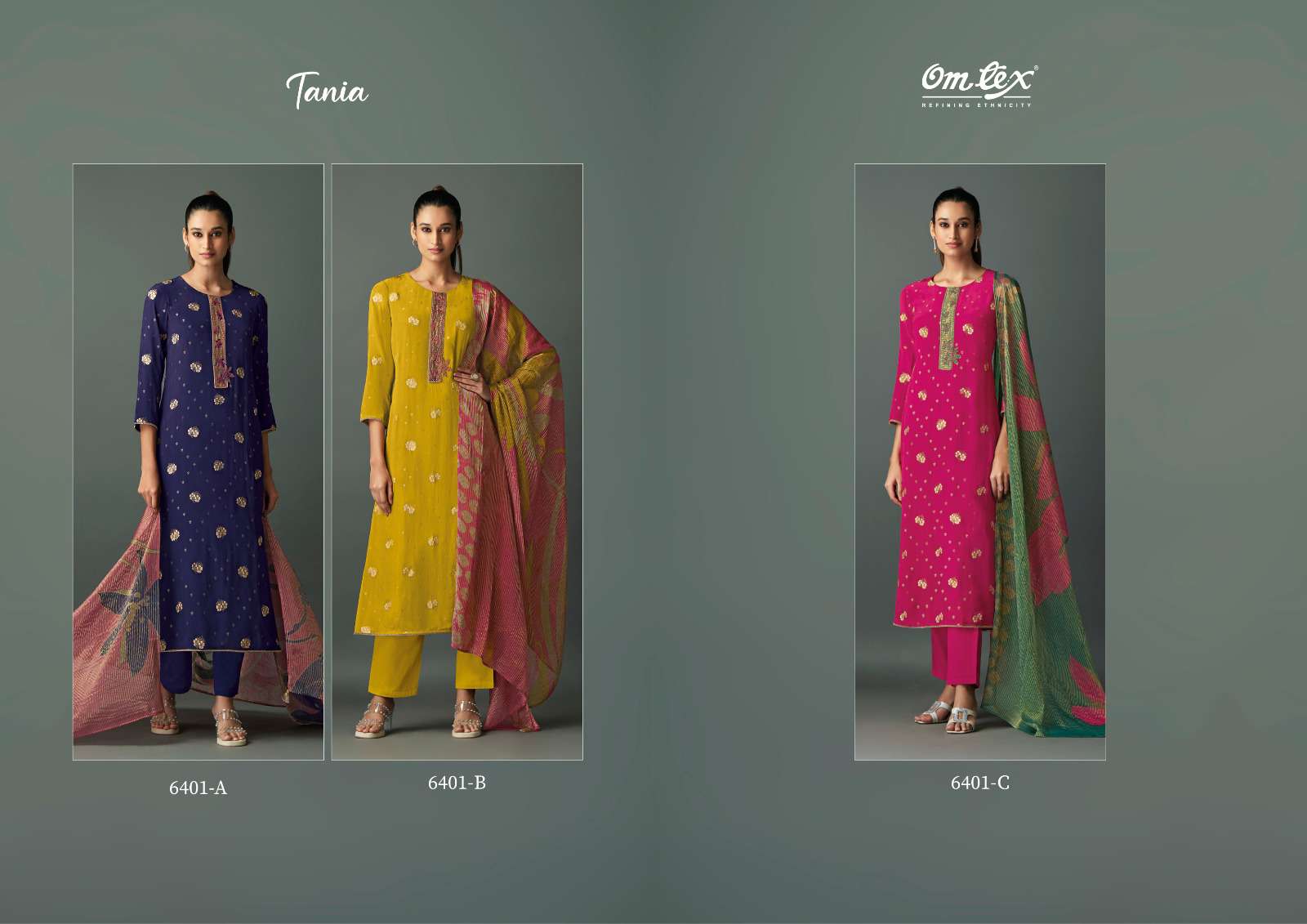 OMTEX TANIA CREPE EMBROIDERED SUITS