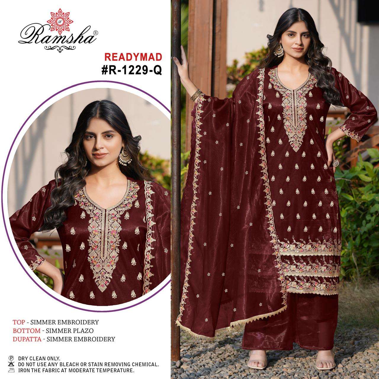 RAMSHA R 1229 Q to T Beautiful Readymade Simmer Pakistani Suit