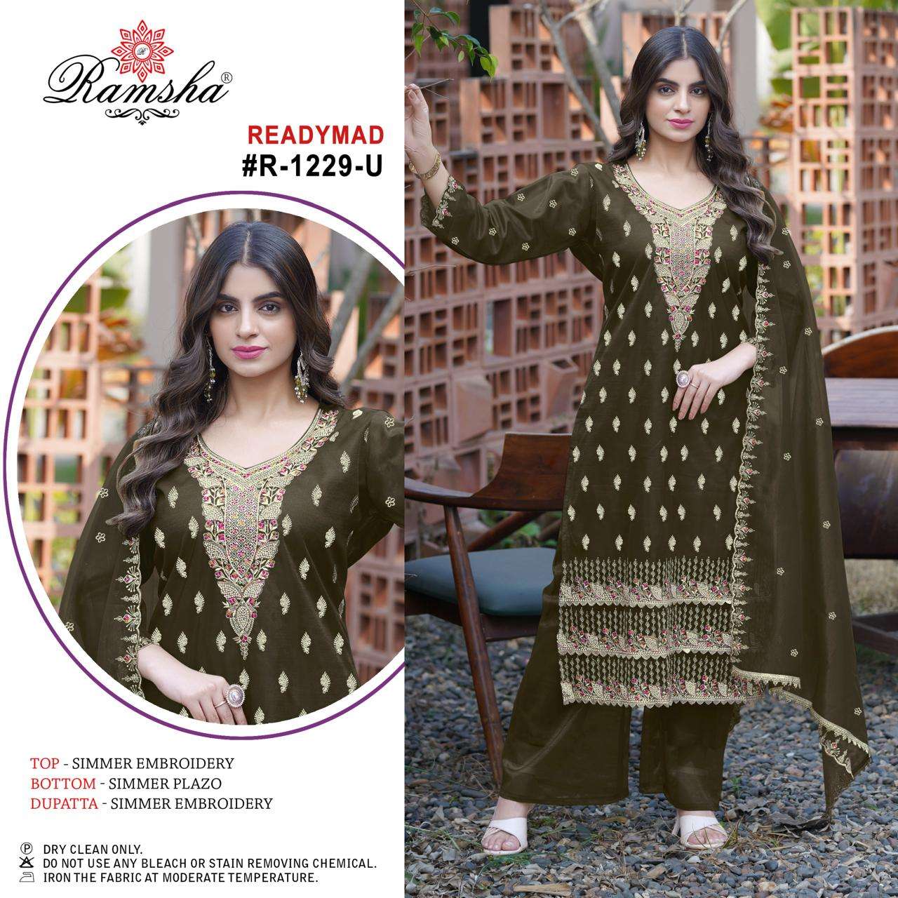 RAMSHA R 1229 U to X Beautiful Readymade Simmer Pakistani Suit