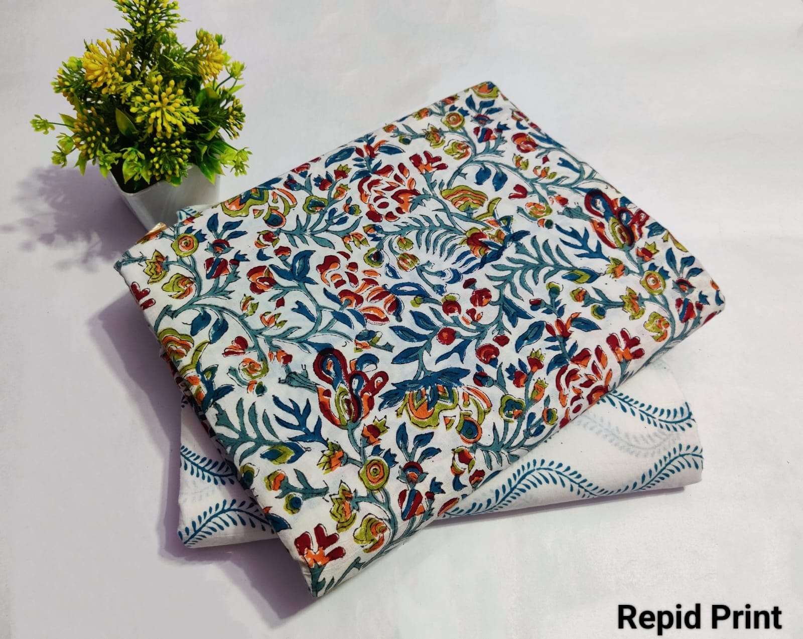Shri Balaji Emporium 10004 Hand Block Print Handloom cotton Running Fabric