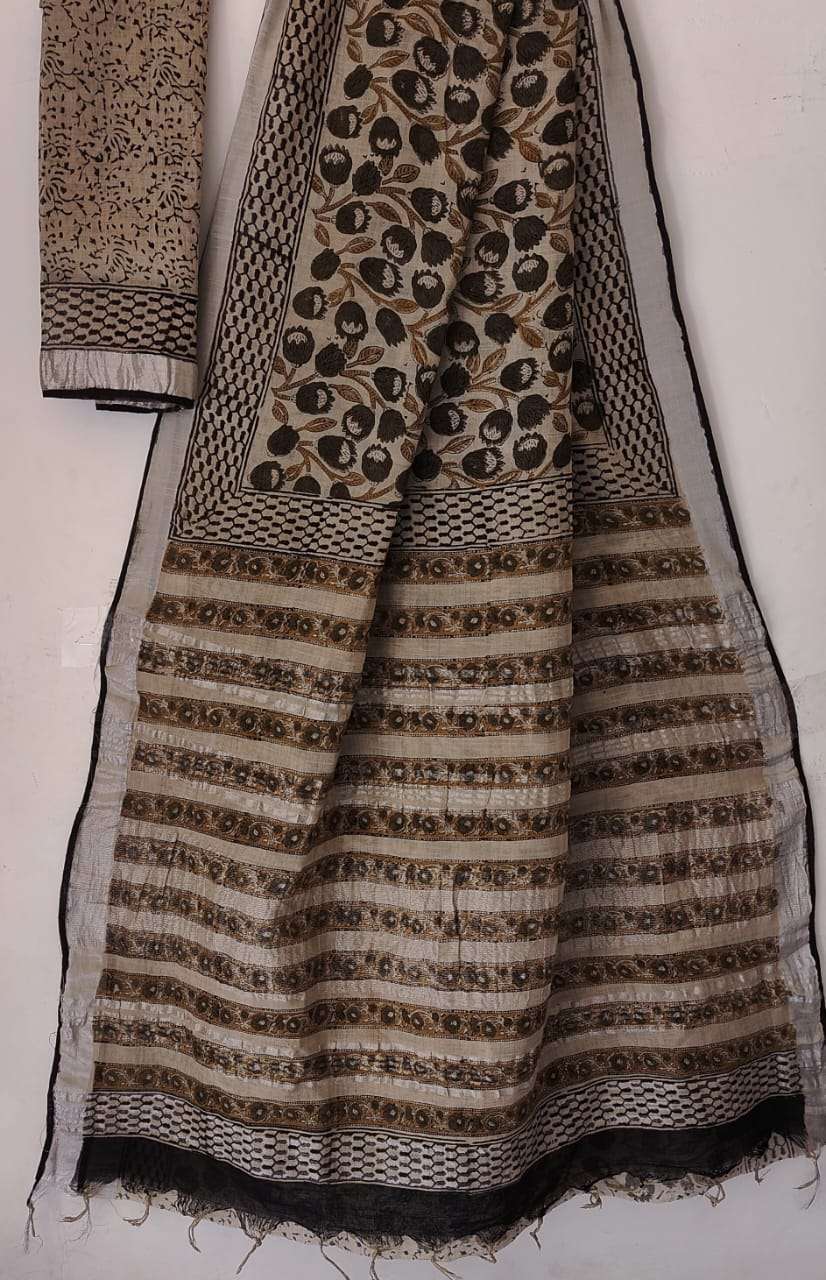 Shri Balaji Emporium 10009 Handloom Linen Dabu Printed Saree
