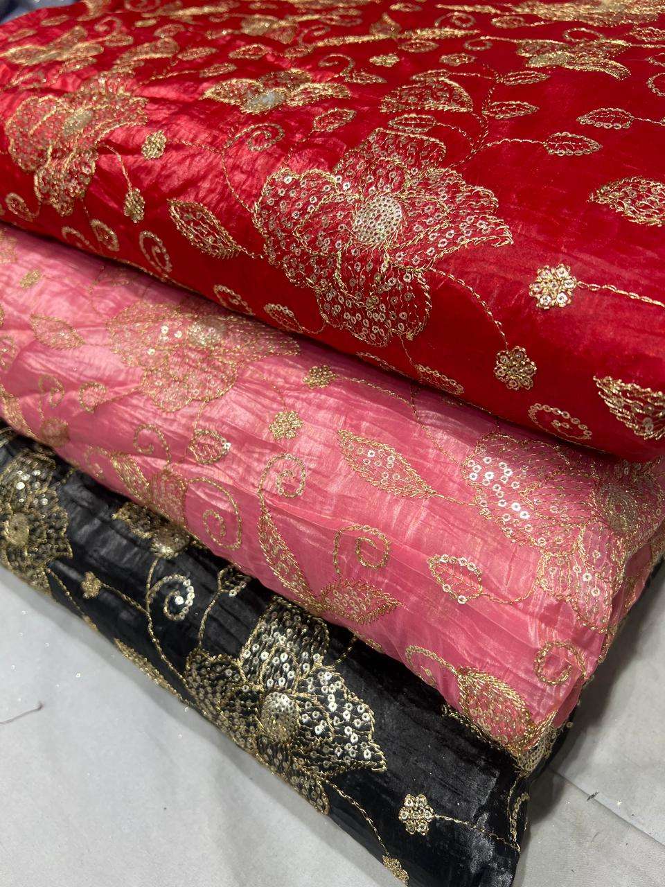 Shri Balaji Emporium A98 Jaal Embroidery Work Jimmy Chew Crush Fabric
