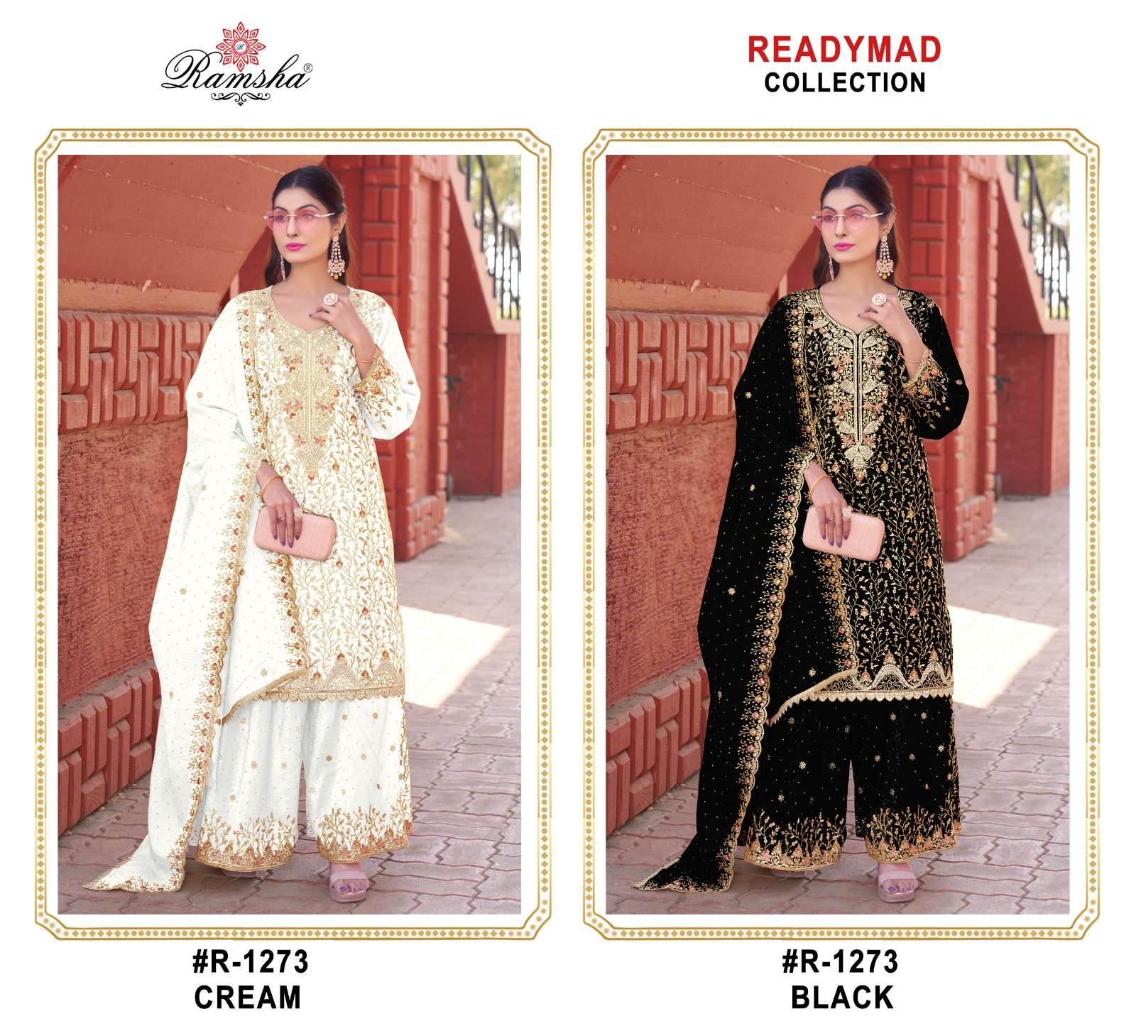 RAMSHA R 1273 Ready to Wear Embroidery Crunchy Fabric Pakistani Suit