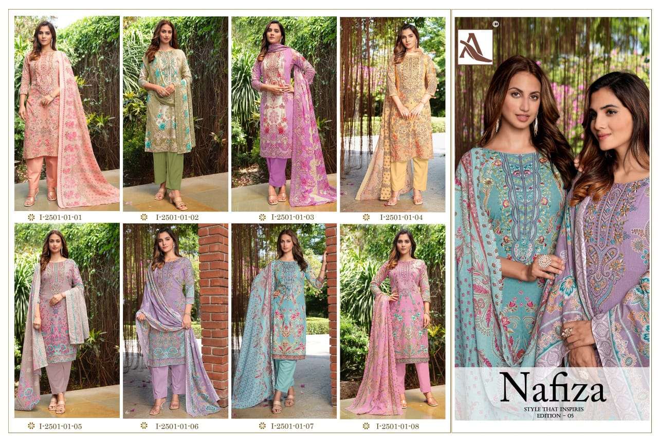 ALOK SUITS NAFIZA VOL 05 CAMBRIC COTTON EMBROIDERED SUITS