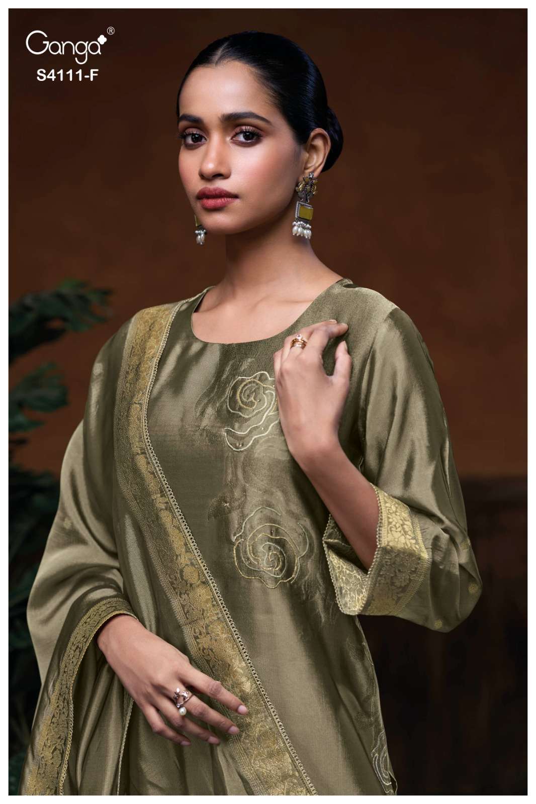 GANGA NIRAYA S4111 PREMIUM PURE VISCOSE WOVEN SILK EMBROIDERED SUIT